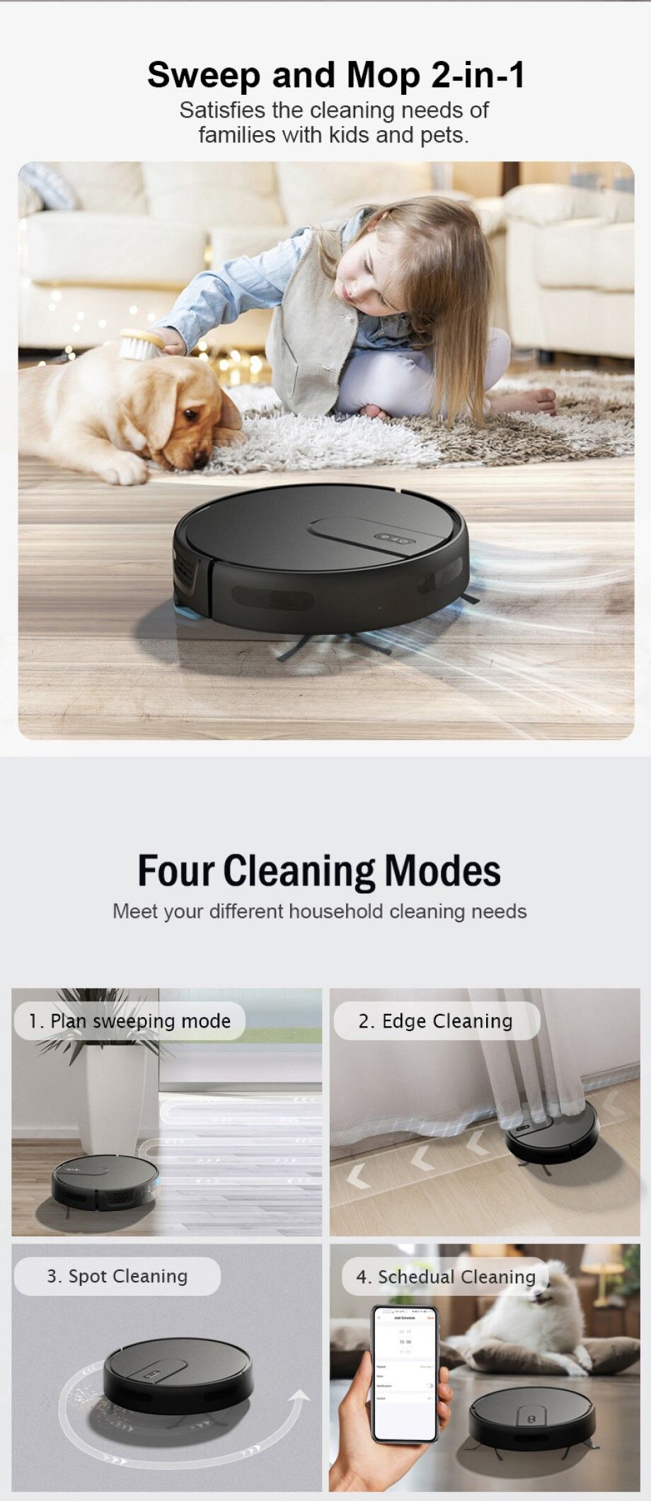 Gyroscope Robot Vacuum Cleaner G1 1500pa Strong Suction 2-in-1 Sweeping ...