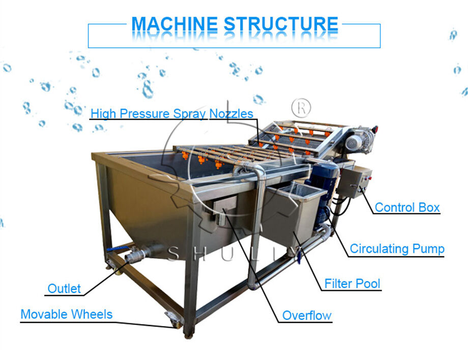 Industrial Bubble Type Lettuce Washing Drying Machine Ginger Strawberry ...