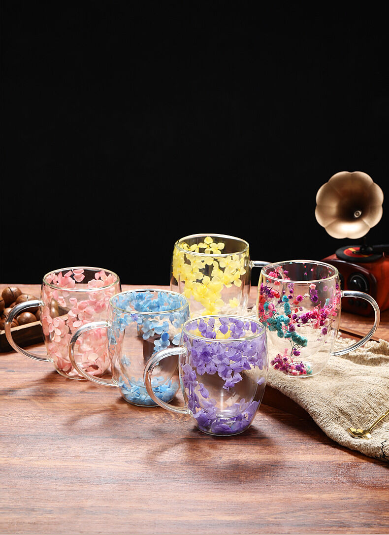 Custom Logo 350ml Handmade Heat & Cold Resistant Double Wall Glass ...