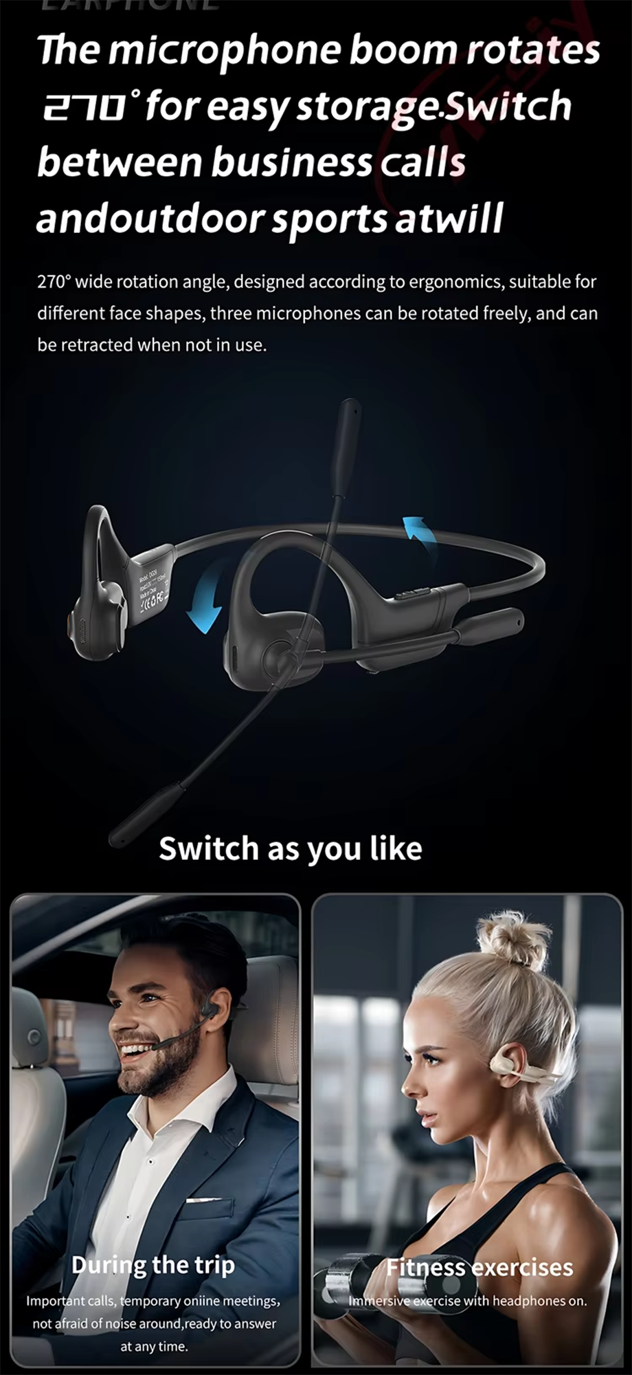 Custom Dg09 Open Ear Air Conduction Headphones Wireless Mic Headphones ...