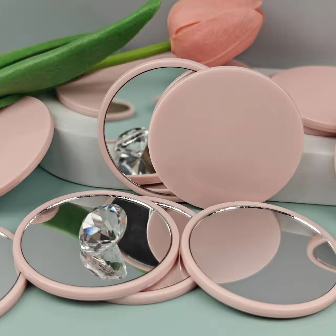 Mauri Ins Style Silver Small Mirror Portable Portable Reversible ...