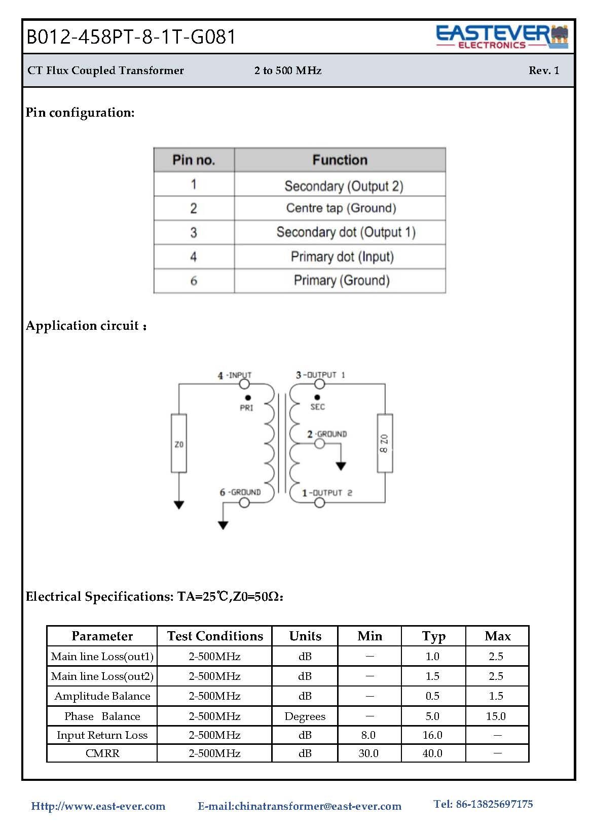 50ω 2-500mhz Ct Flux Coupled Transformer For Push-pull,wifi,base ...
