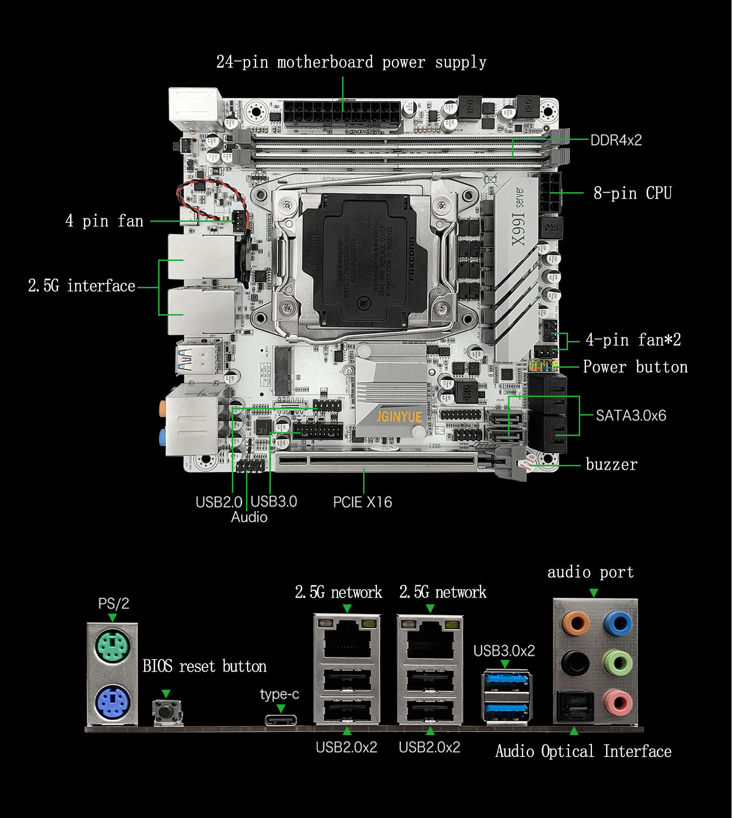 Jginyue X99 Itx Motherboard Lga 2011-3 Supports Xeon E5 V3 V4 Cpu ...