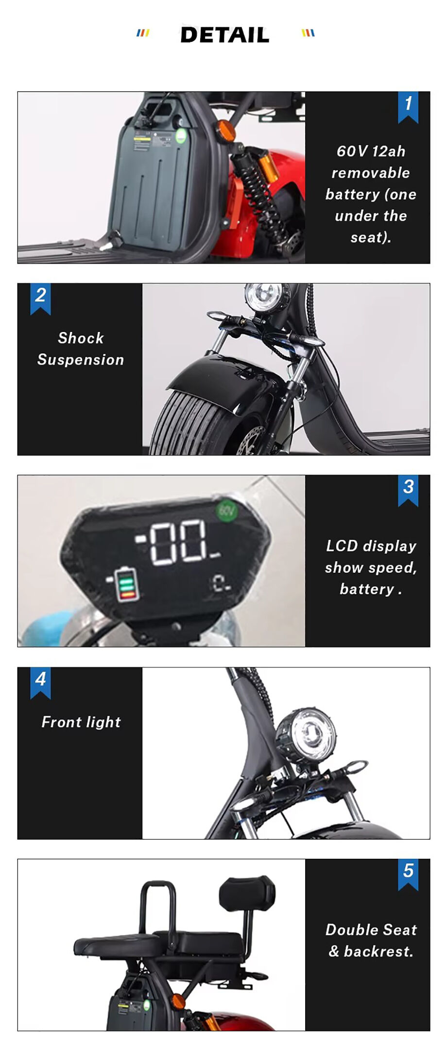 Citycoco 2000w 2 Wheel Electric Scooter Adult Brazil Market For Sale ...