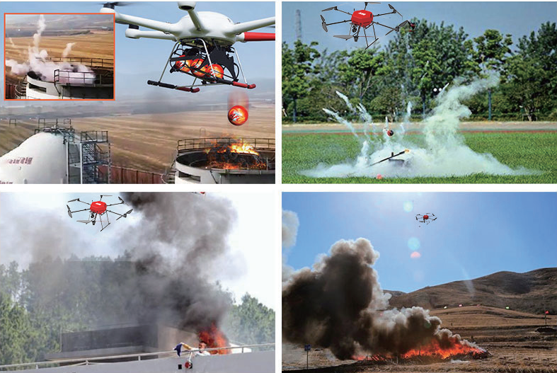 Aee Multifunctional Fire Protection Uav Six-rotor Drone Fire Fighting ...