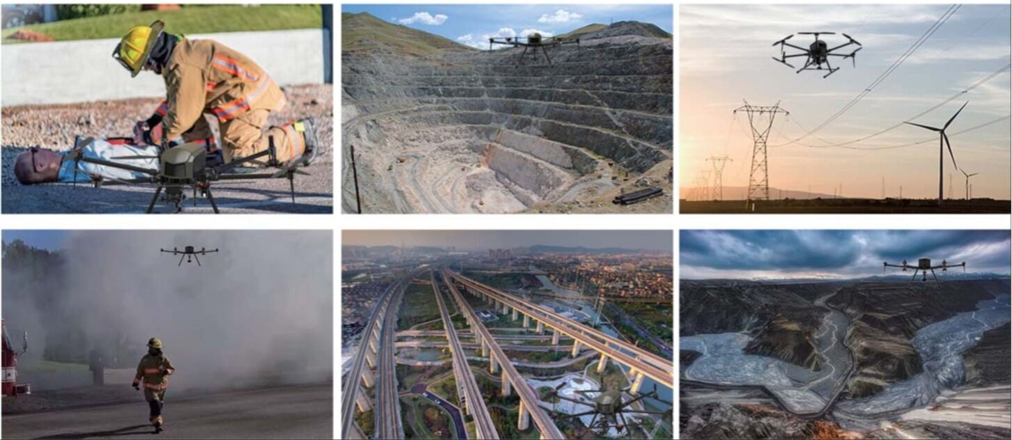 Aee Multifunctional Fire Protection Uav Six-rotor Drone Fire Fighting ...