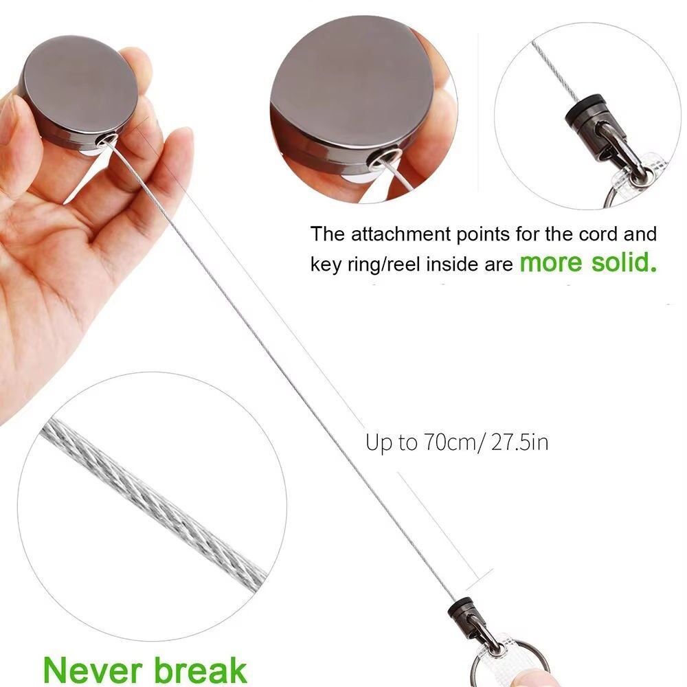 Retractable Metal Wire Keychain Pull Badge Reel Id Lanyard Name Tag ...