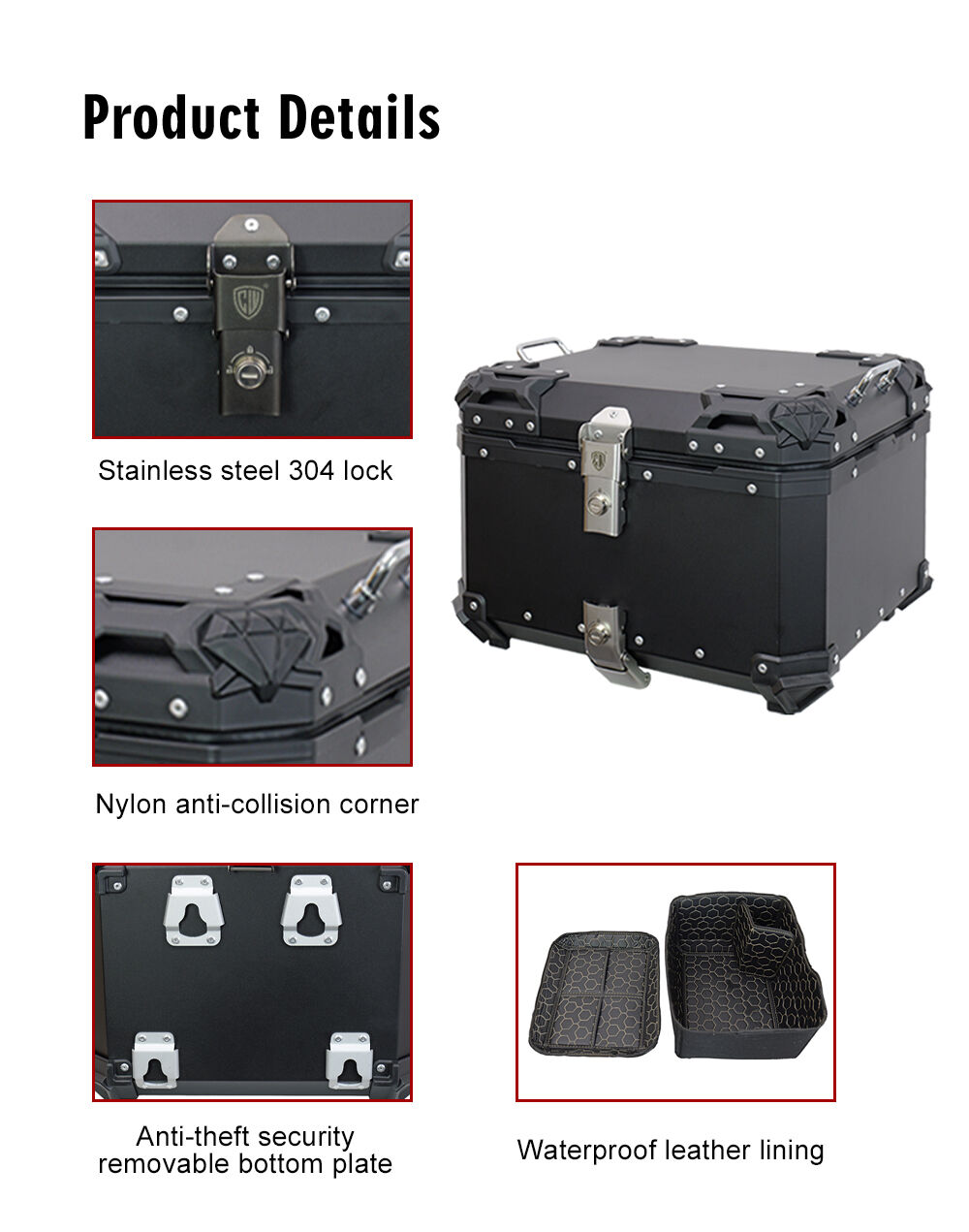 45l Motorcycle Accessories Ventilated Top Case Cheap Motorcycle Tail Box Scooter Cargo Case ...