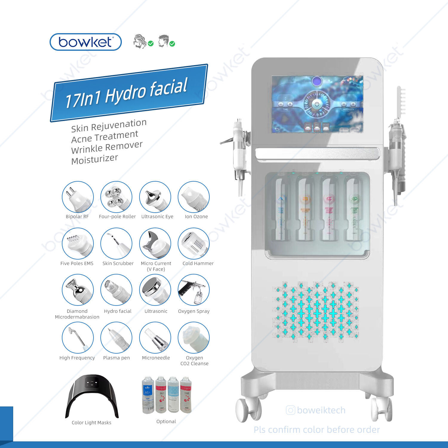 Bowket 17 In 1 Hydro-facial-microdermabrasion-machine Pore Clean Skin ...