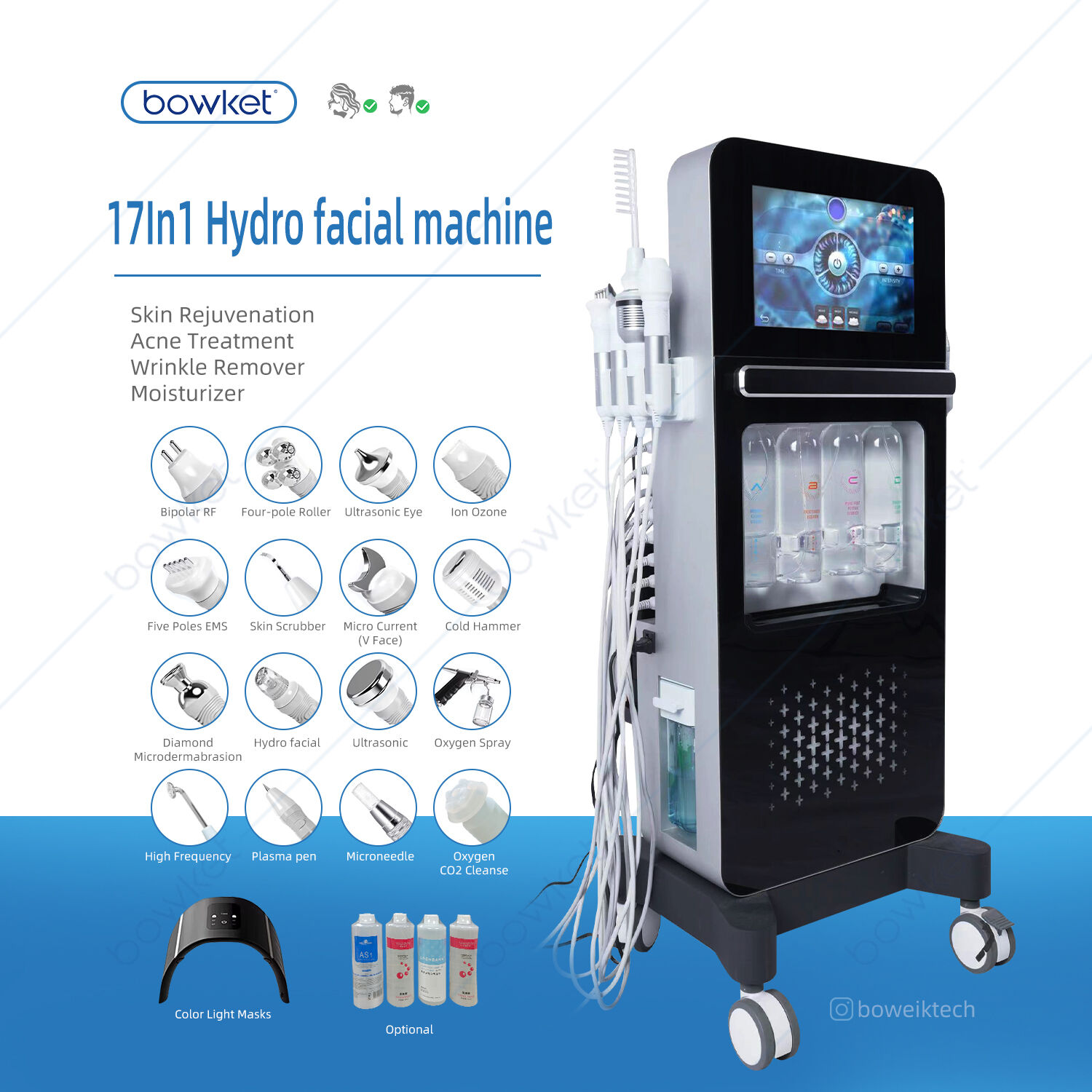 Bowket 17 In 1 Hydro-facial-microdermabrasion-machine Pore Clean Skin ...