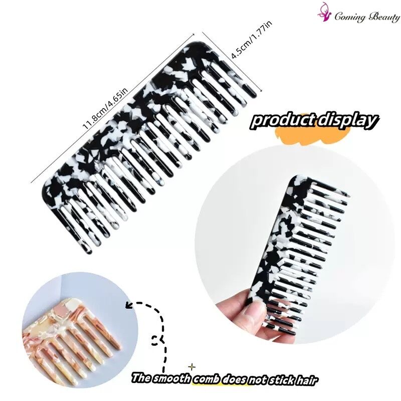 Wholesale Custom Logo Wide-tooth Marble Pattern Acetate Comb With Anti ...