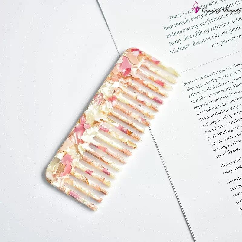 Wholesale Custom Logo Wide-tooth Marble Pattern Acetate Comb With Anti ...
