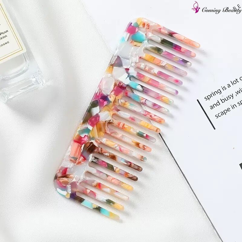 Wholesale Custom Logo Wide-tooth Marble Pattern Acetate Comb With Anti ...