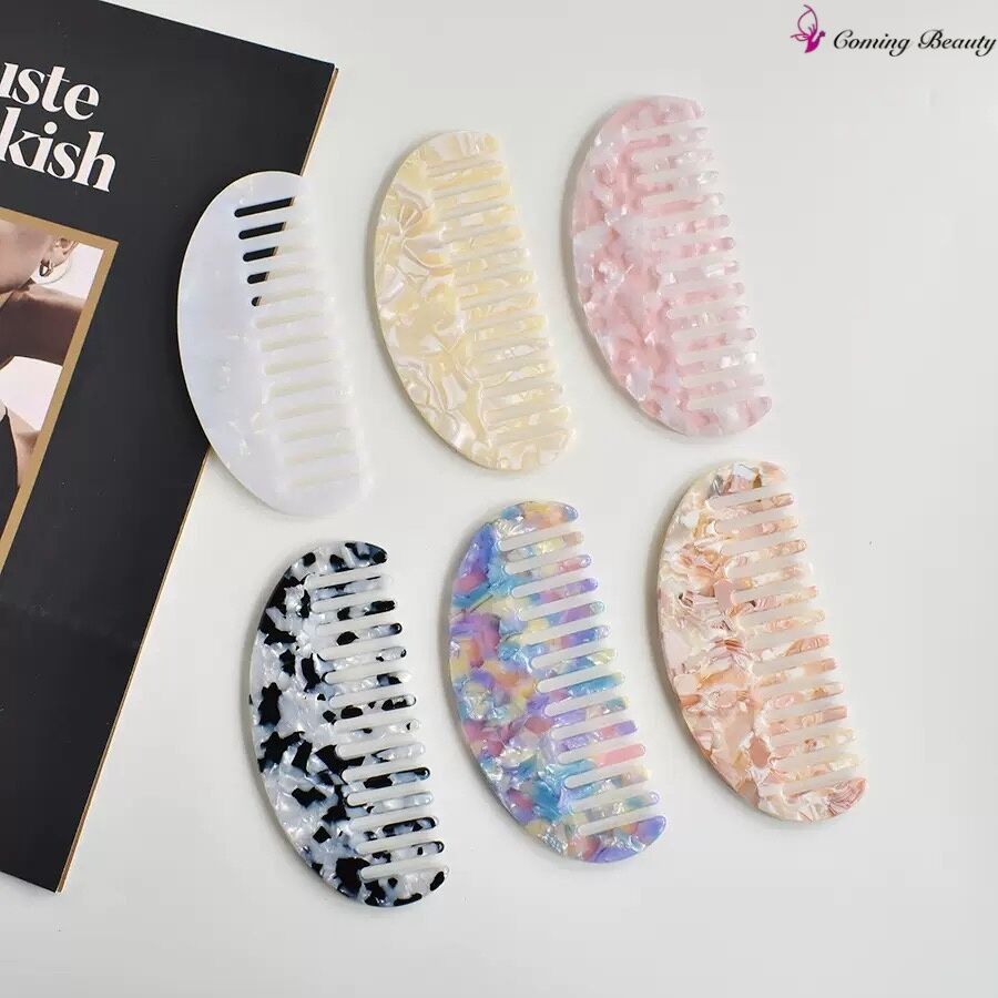 Wholesale Custom Logo Wide-tooth Marble Pattern Acetate Comb With Anti ...