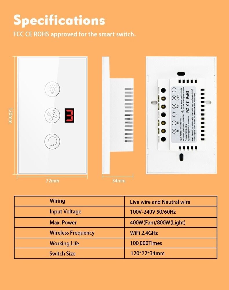 Bulk Buy China Wholesale Tuya Smart Ceiling Fan Switch 5 Levels Fan ...
