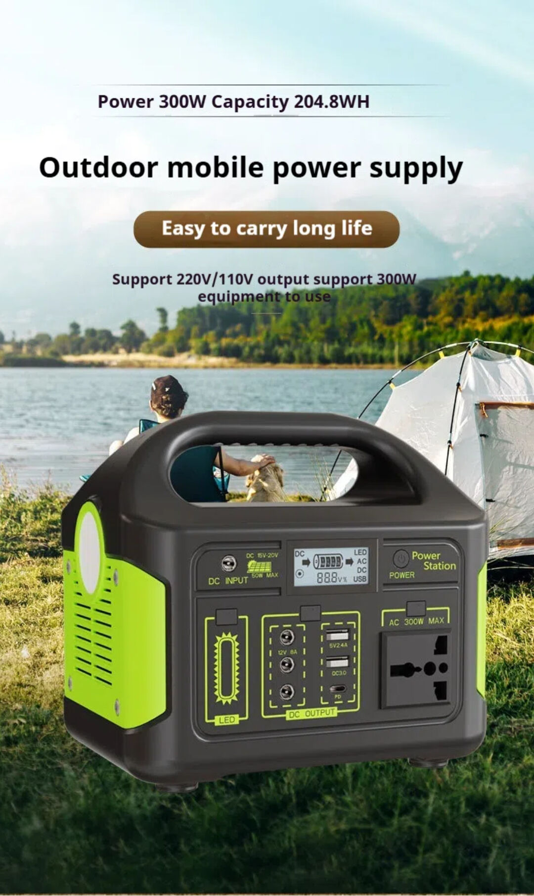 300w Lifepo4 Portable Power Station | 220v/110v Outdoor Ups For Camping ...