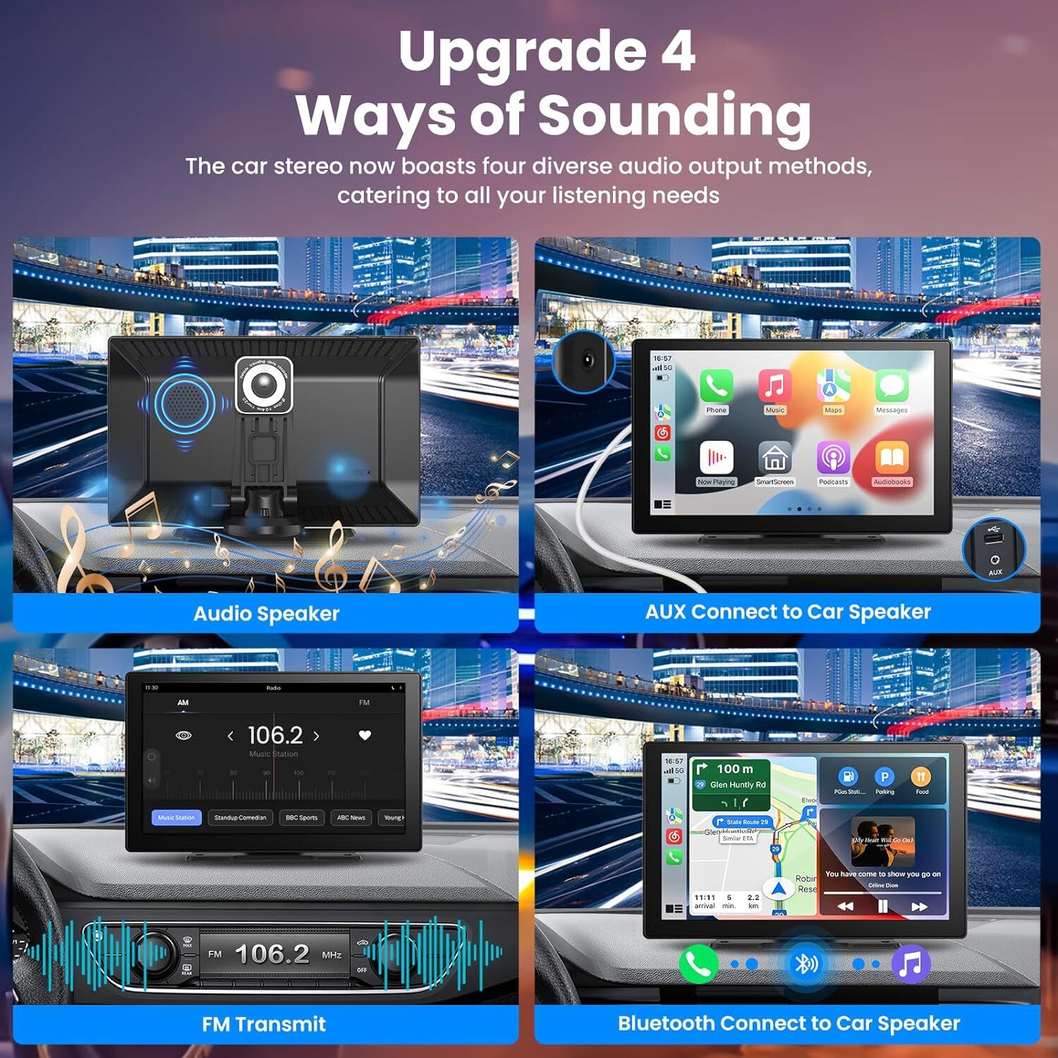 9'' Carplay Screen For Car With Dashcam Smart Voice Control Car Screen Carplay Android Auto Car ...