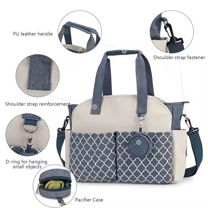 Stylish Waterproof Canvas Customized Diaper Handbag Nappy Bag Travel Oxford Mom Bag Baby Tote ...