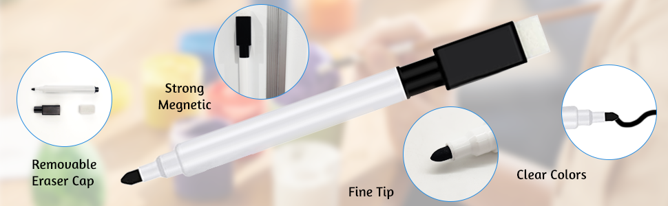 Colorful Magnetic Dry Erase Markers With Eraser Cap, White Board Mini ...