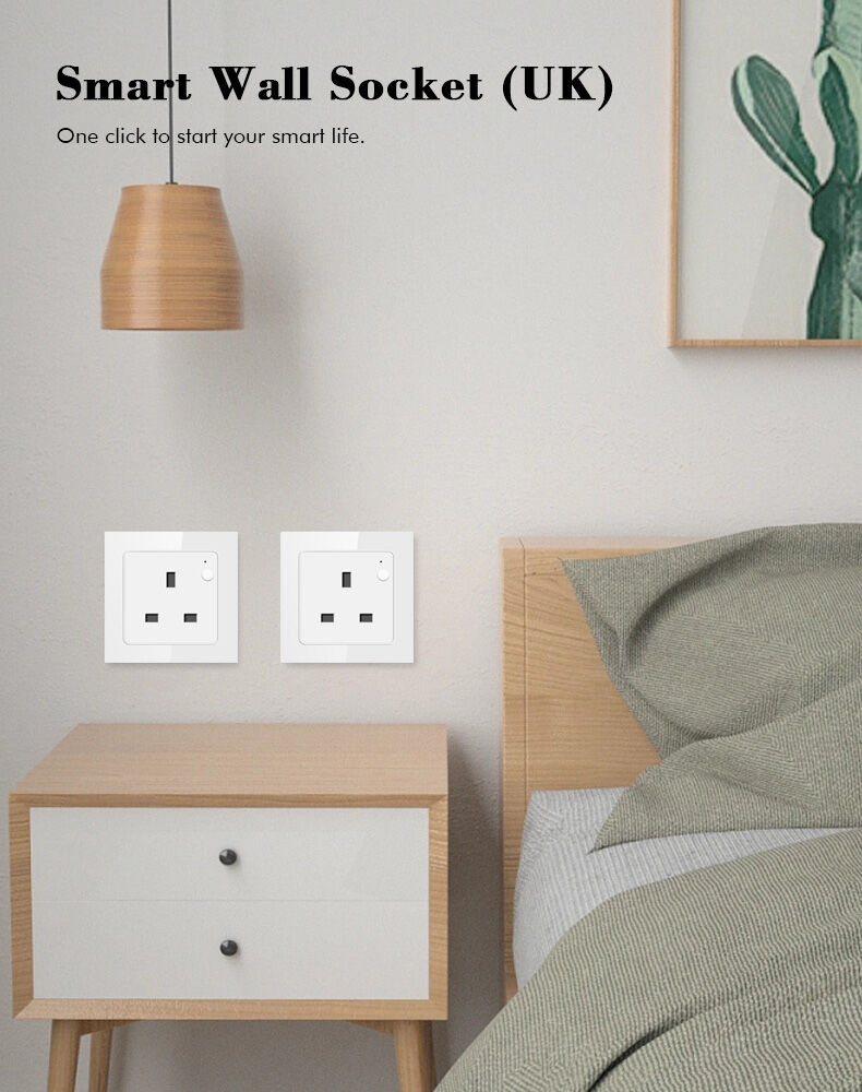 Tuya Smart Uk Standard Wifi Smart Wall Power Socket Glass Panel Power ...