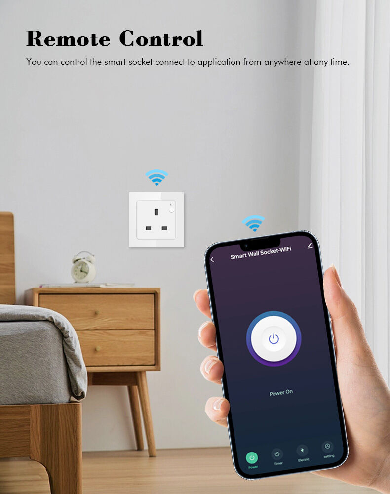 Tuya Smart Uk Standard Wifi Smart Wall Power Socket Glass Panel Power ...