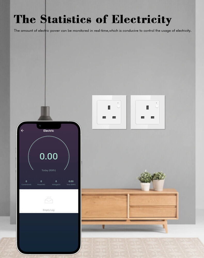Tuya Smart Uk Standard Wifi Smart Wall Power Socket Glass Panel Power ...