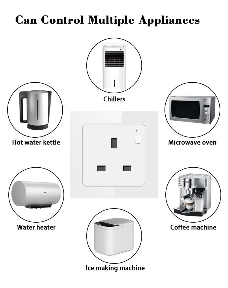 Tuya Smart Uk Standard Wifi Smart Wall Power Socket Glass Panel Power ...
