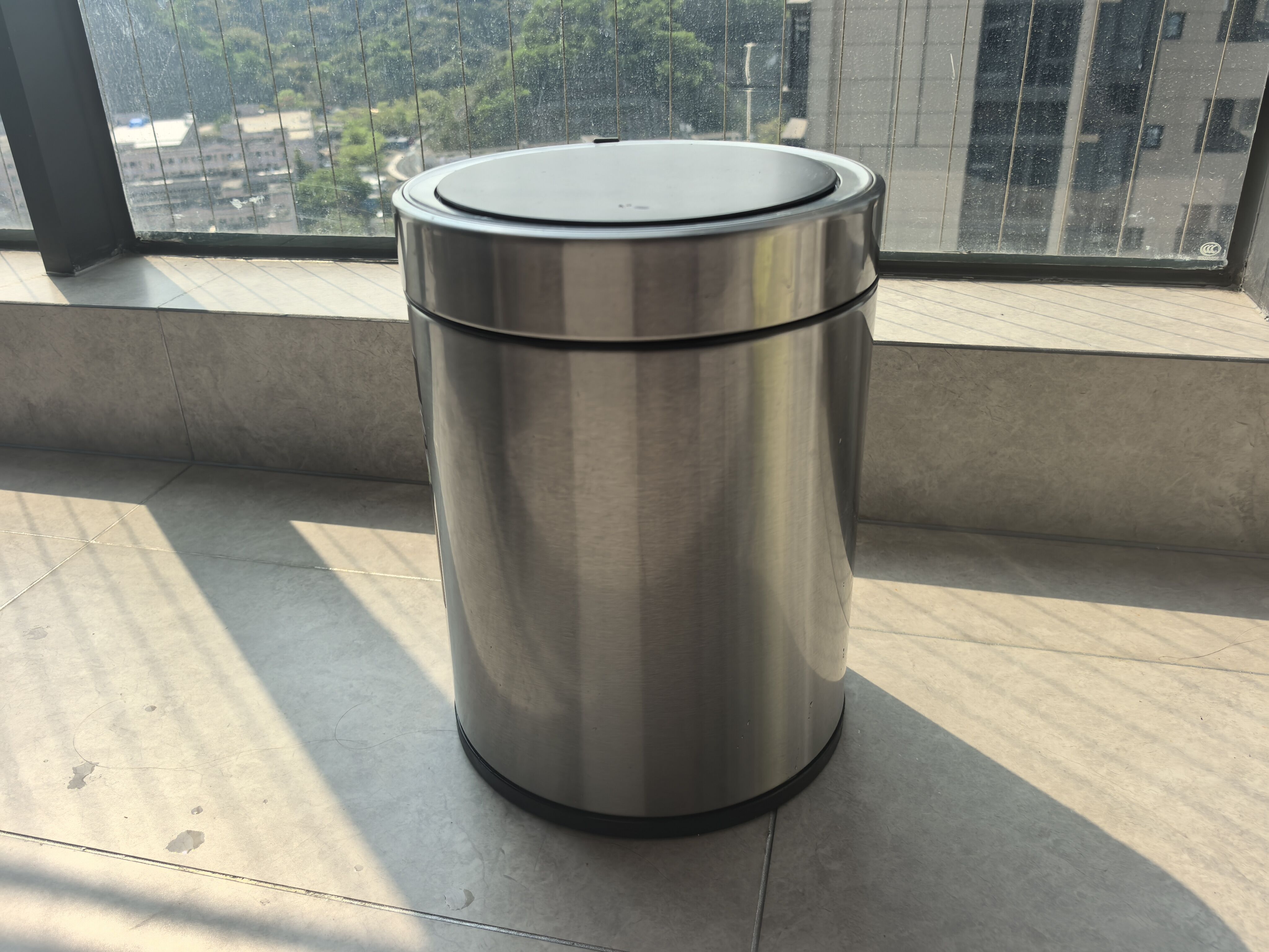 Oem+touchless Round Motion Sensor Trash Can, Brushed Stainless Steel Finish For Home & Office ...