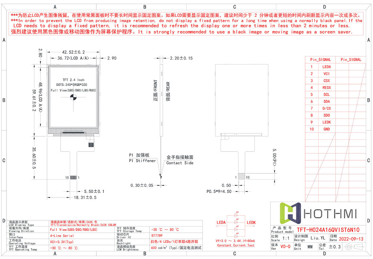 2.4 Inch Tft Ips Full Viewing Angle Color Lcd Module 240x320 Pixels ...
