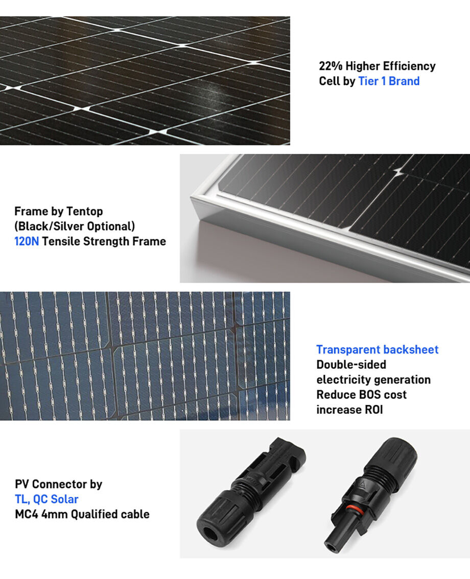 Hot Pick630w N-type All Black Solar Panel | Bifacial Dual Glass Half ...