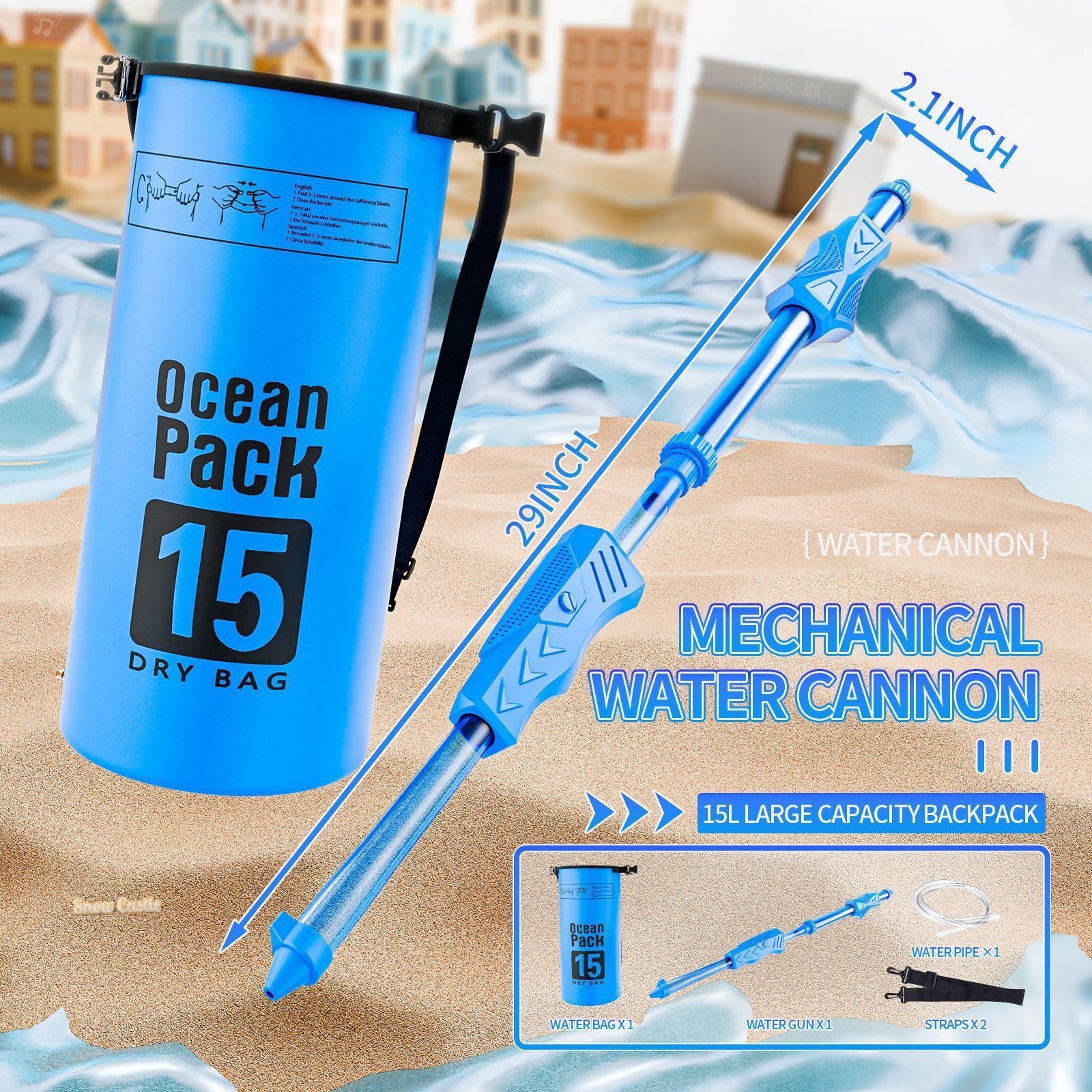 Manual Pull Backpack Water Gun Large Capacity Water Splashing Festival ...