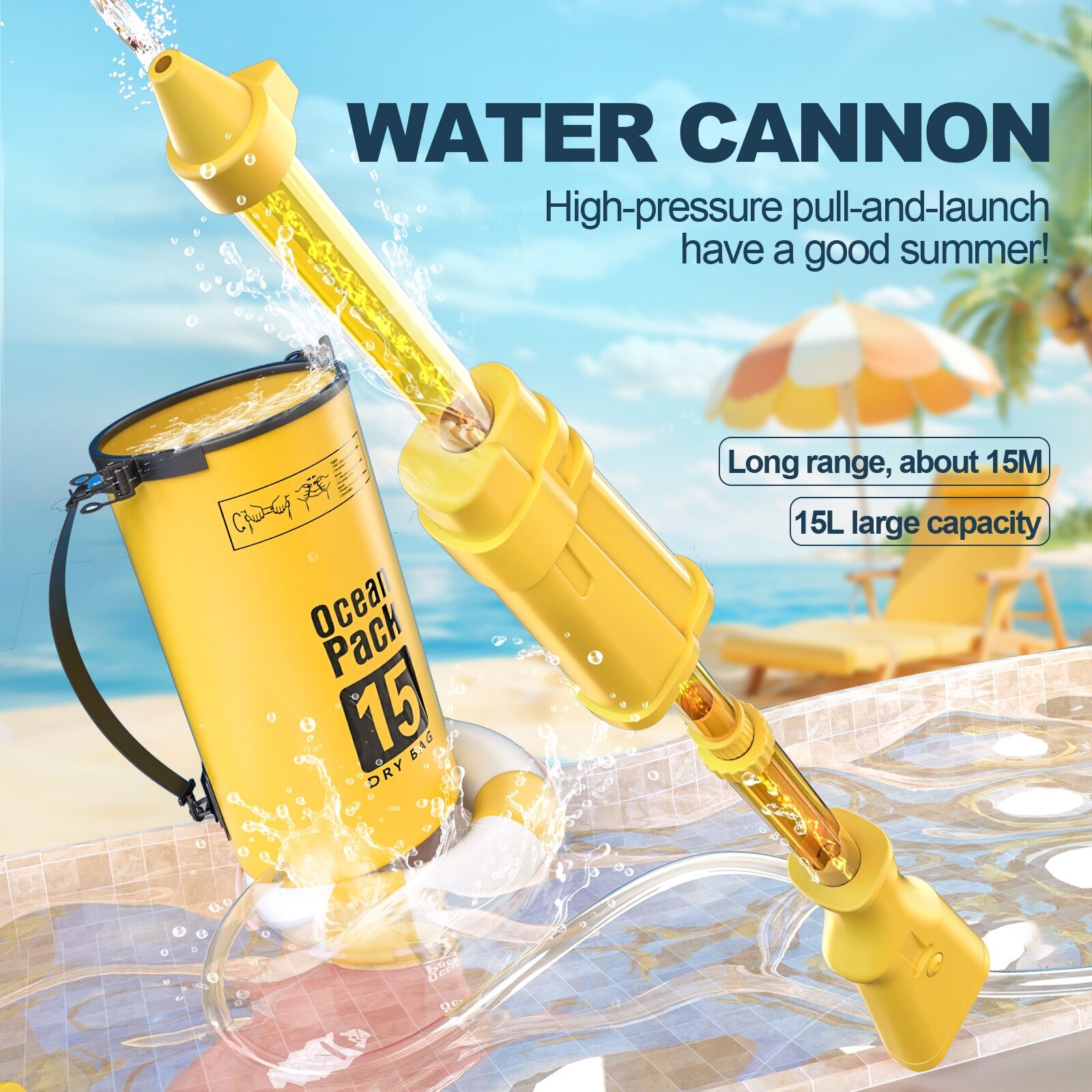 Manual Pull Backpack Water Gun Large Capacity Water Splashing Festival ...