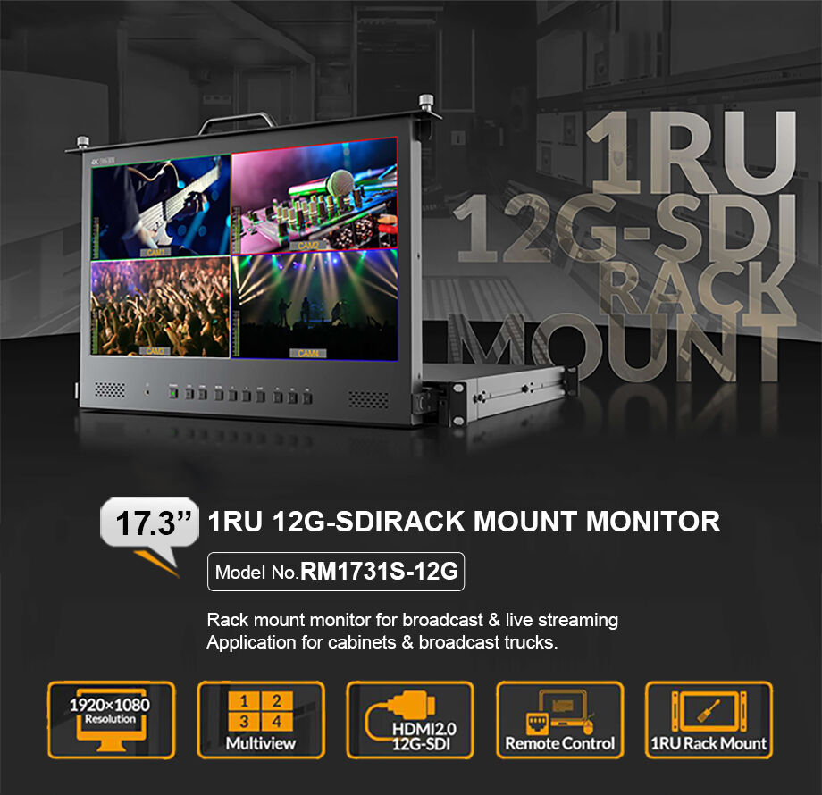 17.3 Inch Hd-mi2.0 1ru Rack Mount Monitor 1920x1080 Fullhd Ips Screen ...