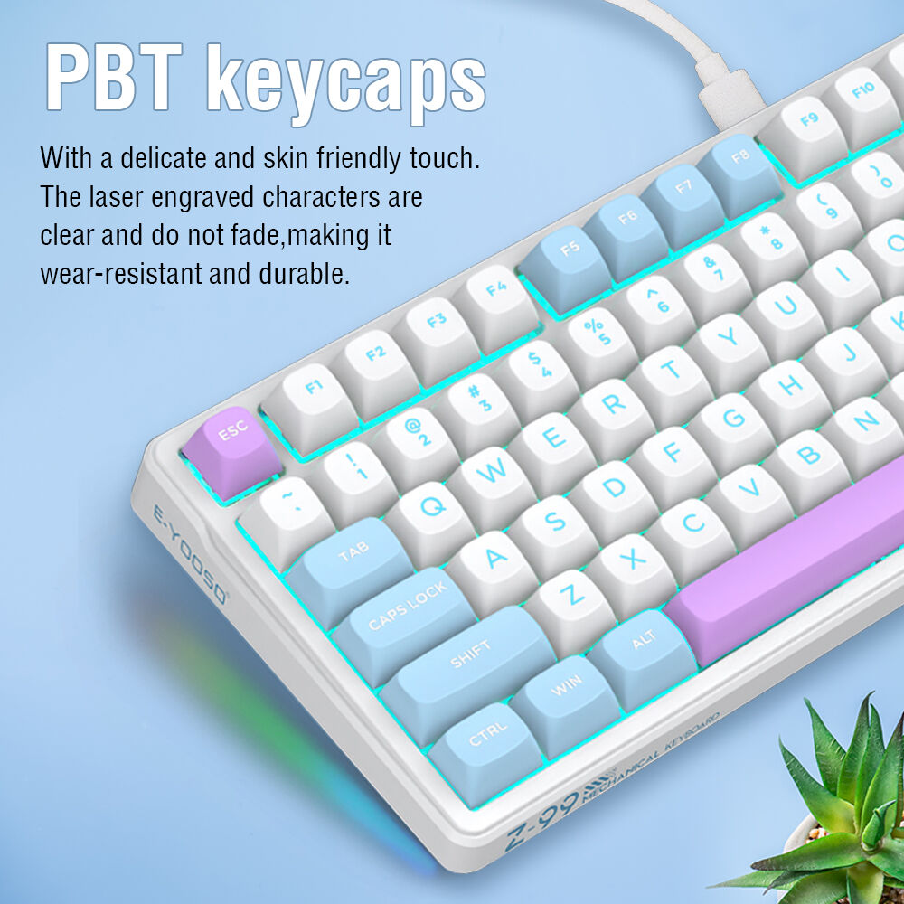 99 Keys Ice Blue Wired Mechanical Gaming Keyboard Layout Hot Swappable ...