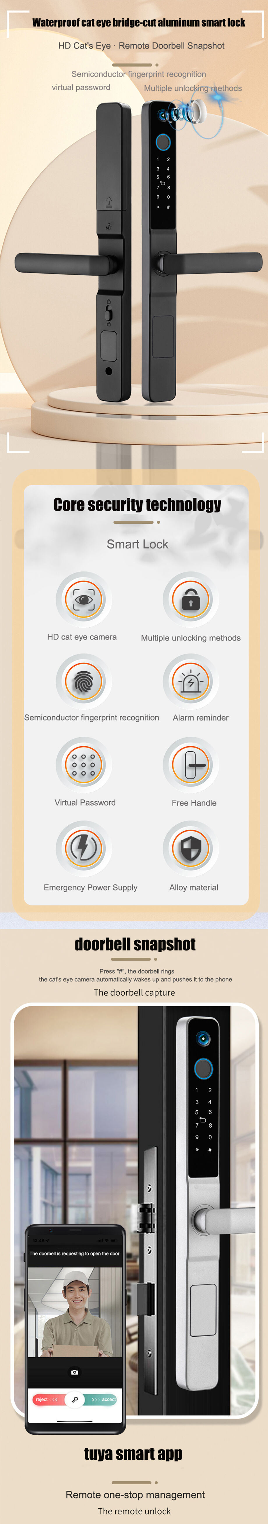 Waterproof Smart Locks Digital Passcode Fingerprint Lock Door With ...