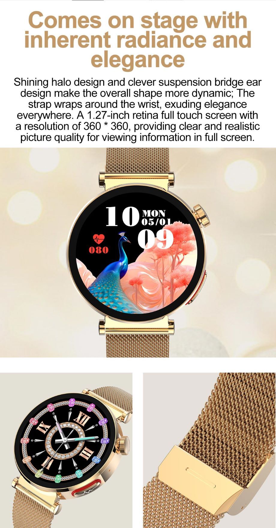 Wholesale Female Health E9 Ecg Smart Watch 1.27 Inch Ip68 Waterproof ...