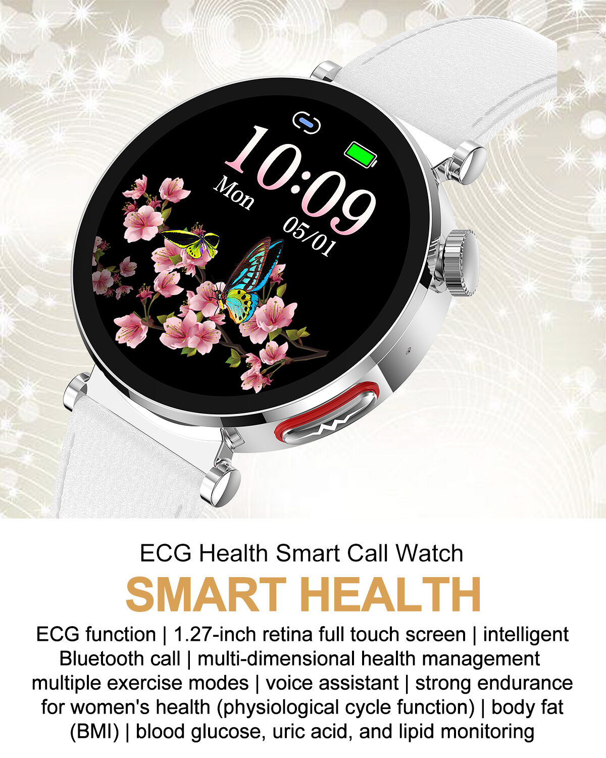 Wholesale Female Health E9 Ecg Smart Watch 1.27 Inch Ip68 Waterproof ...