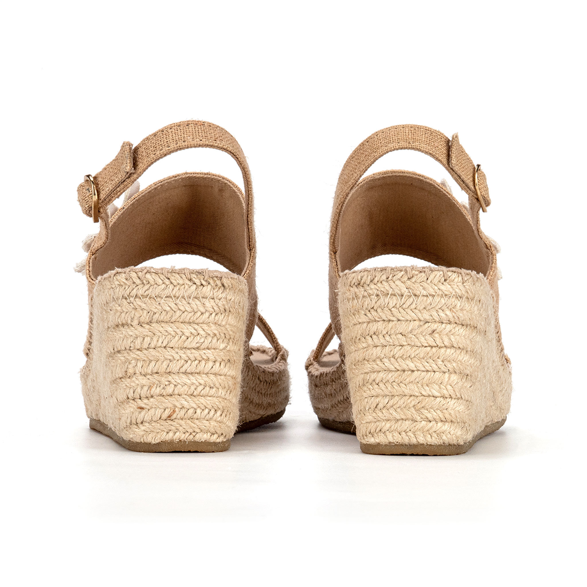 Oem Odm Women's Wedge Sandals In Beige Jute With 3d Flower Deco ...