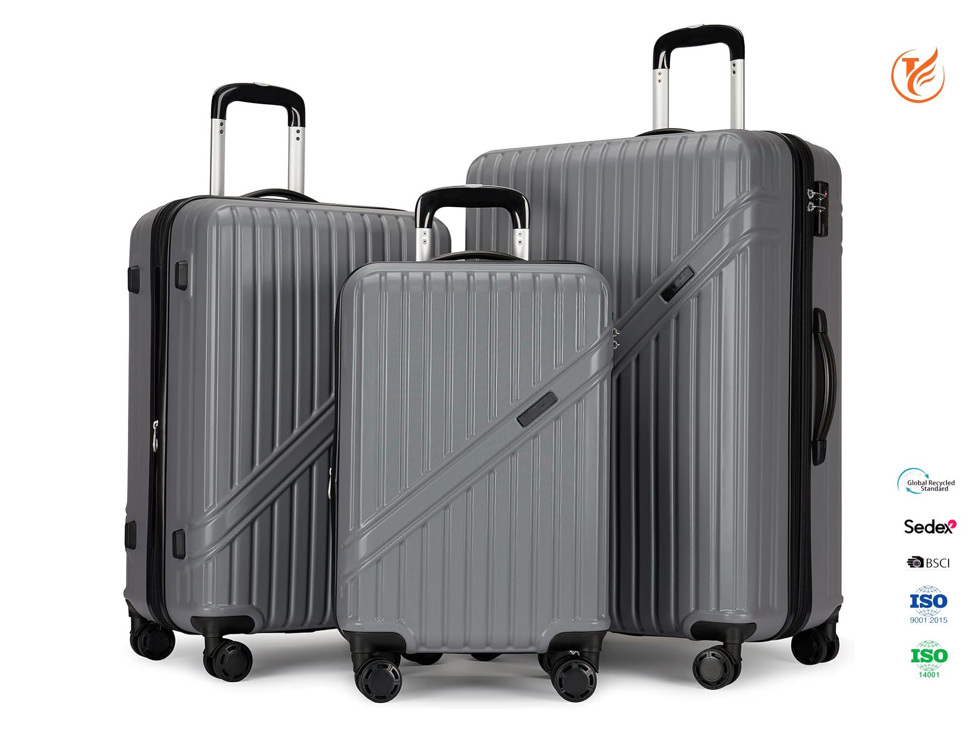 Travelnota 3-piece Suitcase Set, Pure Abs Hardshell Suitcase With Tsa ...