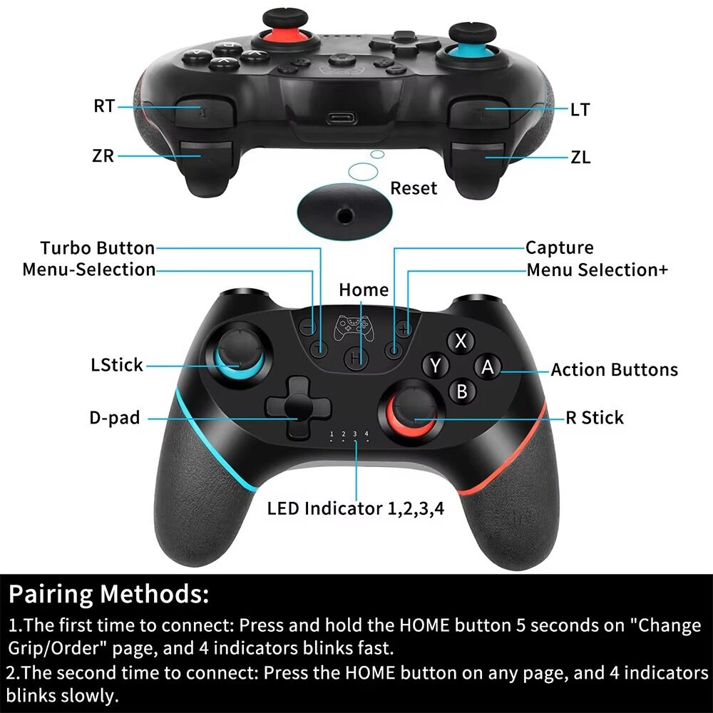 Switch Wireless Controller With 6-axis Dual Vibration 6-axis Cross-border Switch Game Controller ...