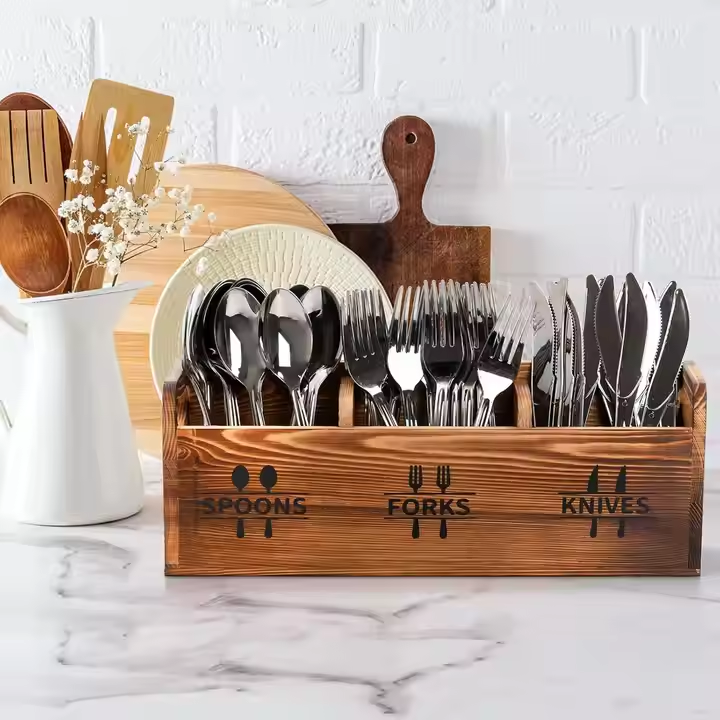Buy China Wholesale Wholesale Customize Wooden Utensil Caddy Silverware ...