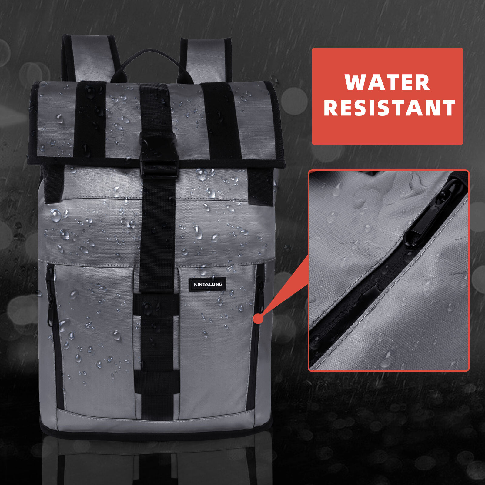 Kingslong Quick Delivery Custom Travel Modern Backpack Silver Gray ...