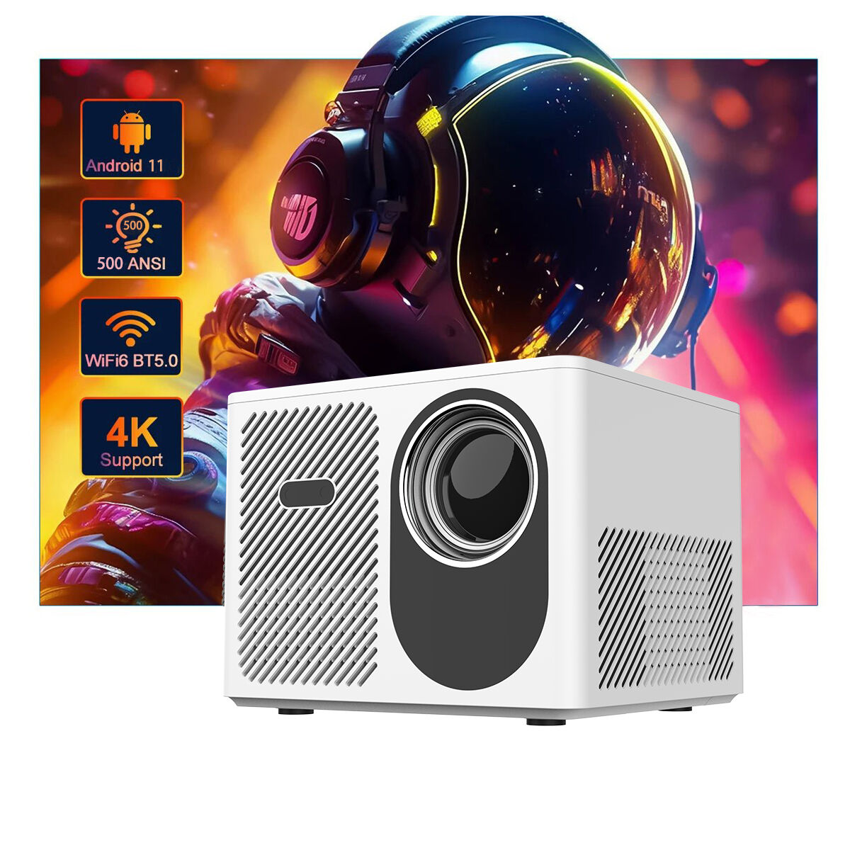 500 Ansi Lumen Mini Projector Outdoor Movie Projector, Led Portable ...