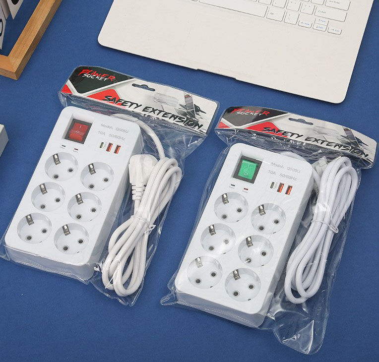 Oem Eu Standard Power Socket With 6 Outlets With 2usb 1 Type C Power ...