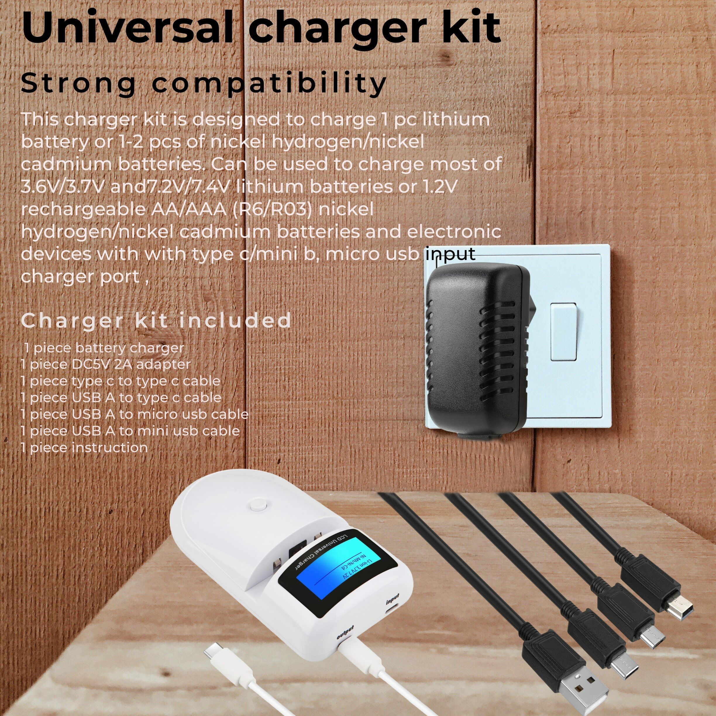 Universal Travel Adapters Usb Camera Charger Aa Aaa Ni-mh Li-ion ...