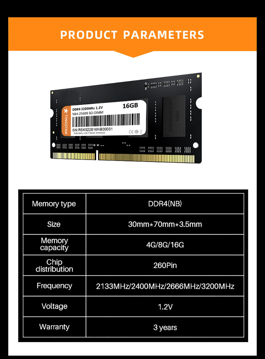 Tingstar Computer Memoria Ram 4gb 8gb 16gb 32gb Ddr2 Ddr3 Ddr4 Ddr5 ...