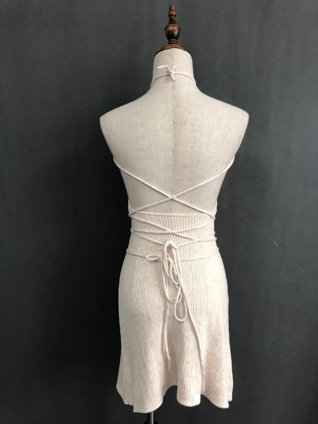 Factory Supplier Price Ladies Sexy Knitted Halter Backless Dresses ...