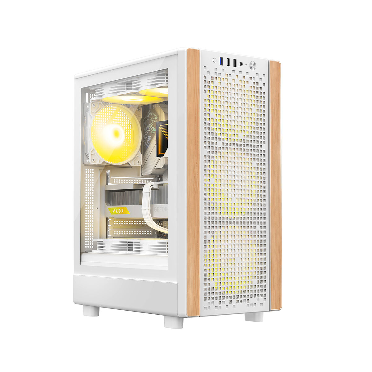 Ruix Tris-white Customized Gaming Case With Grid Panel Stylist Tempered ...