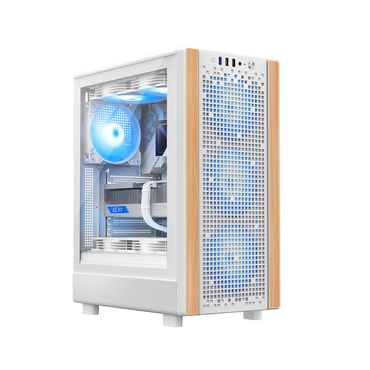 Ruix Tris-white Customized Gaming Case With Grid Panel Stylist Tempered ...