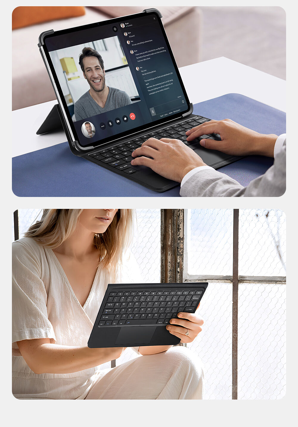 11inch Universal Folding Bluetooth Keyboard Case Cover For 10.1 Inch ...